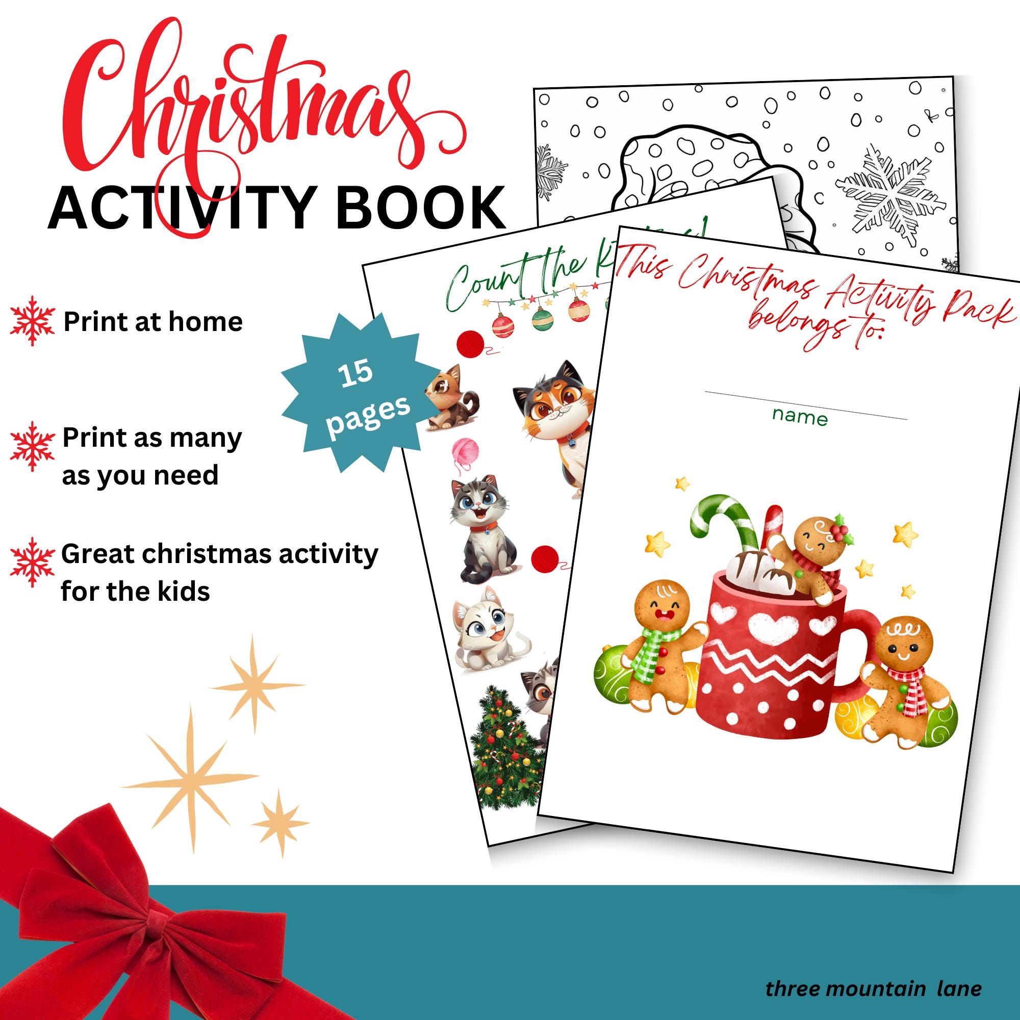 Christmas Activity Pack for Kids -instant Download - 15 PDF Pages Fun ...