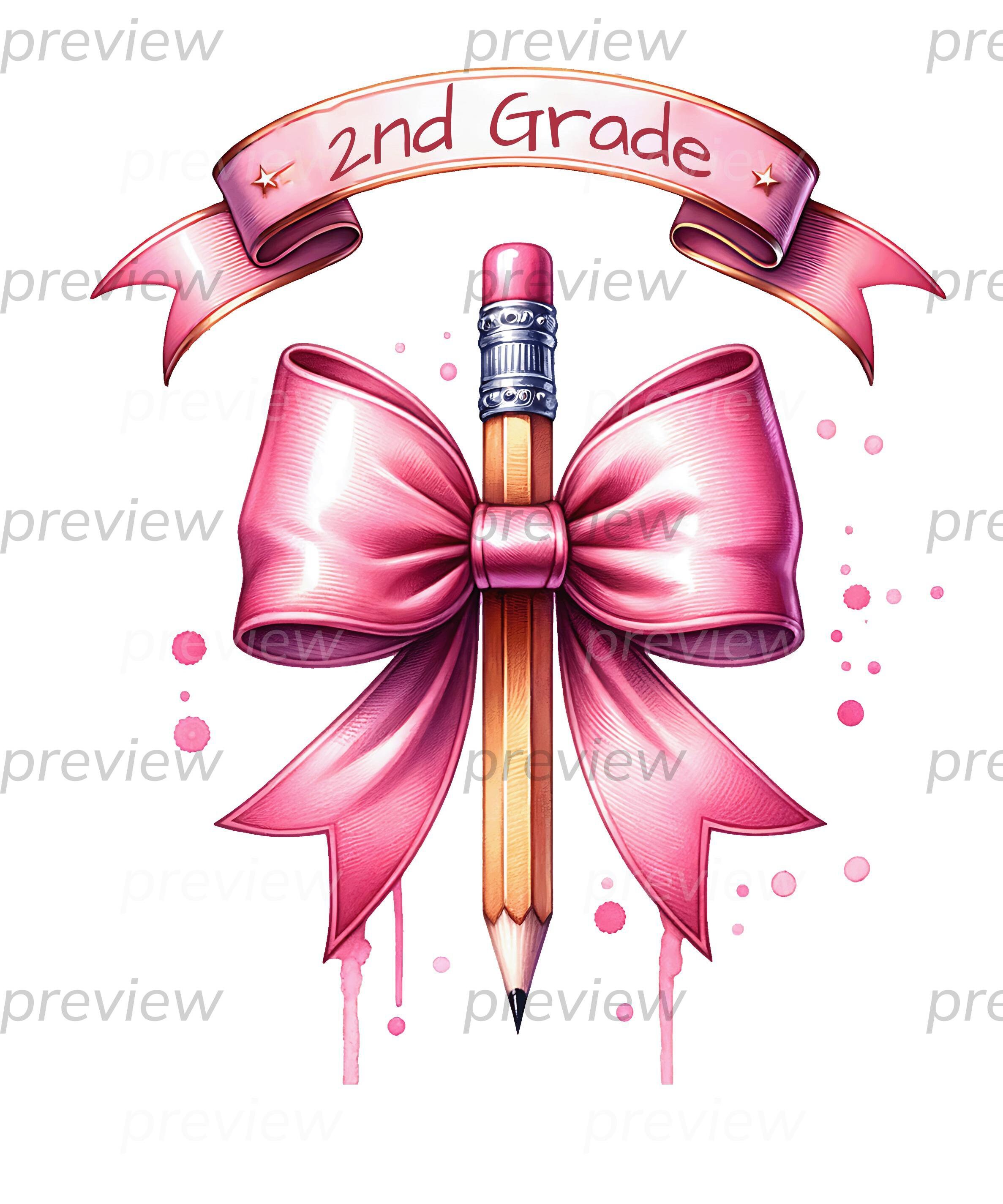 Ribbon Pencil Bundle Png, First Grade,ribbons & Bows Pencil T-shirt ...