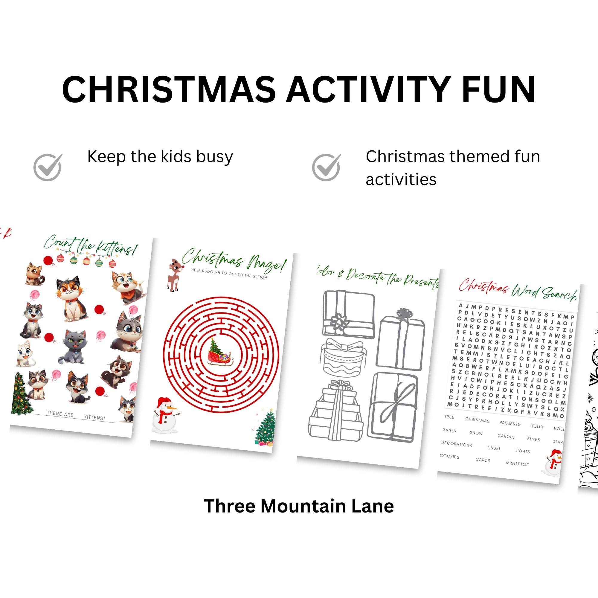 Christmas Activity Pack for Kids -instant Download - 15 PDF Pages Fun ...