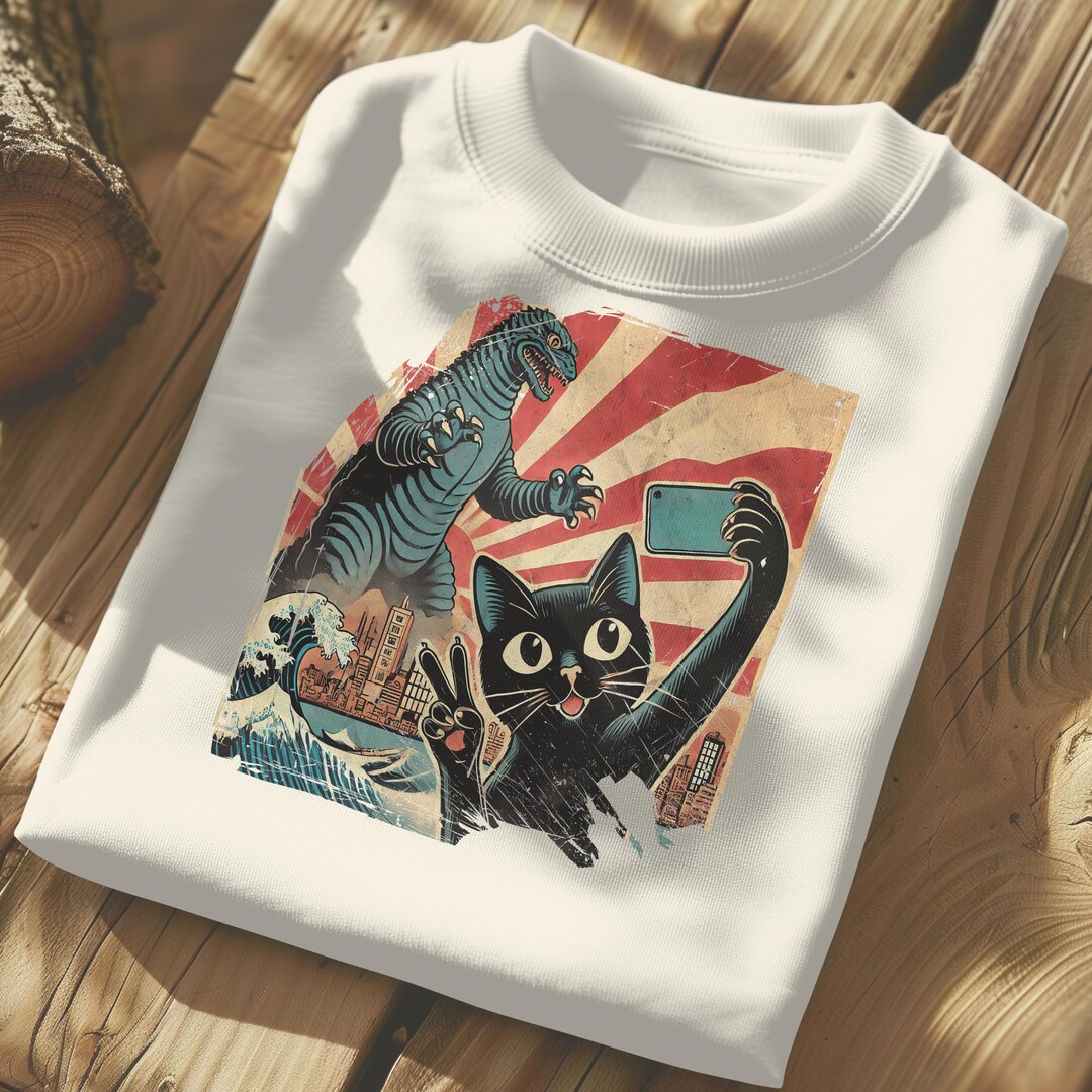 Japanese Jira Cat Selfie PNG Trendy Funny T-shirt Cat Lover Gifts ...
