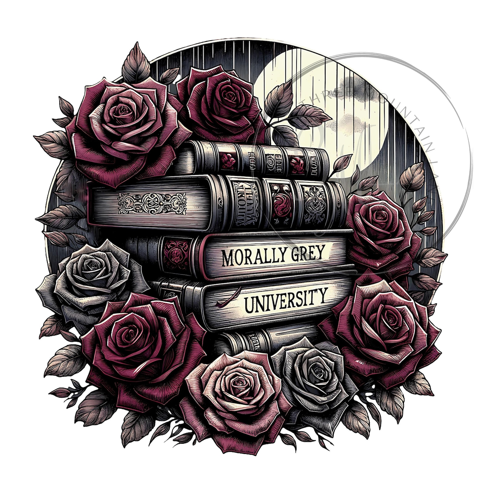 Morally Grey University, Digital Download Skull Roses Gothic Vintage ...