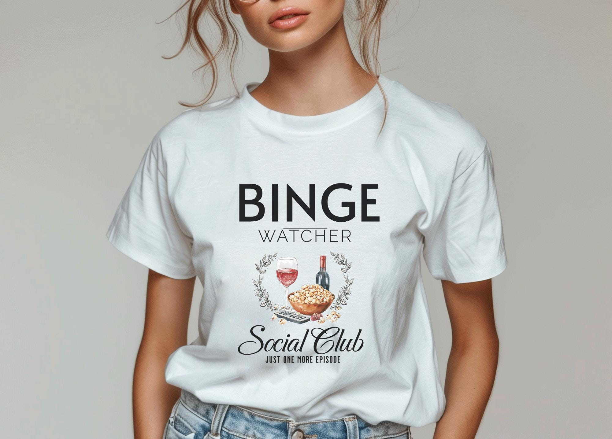 Cute Binge-ing Social Club Png, Sublimation ,TV Addict Clipart, Wine ...