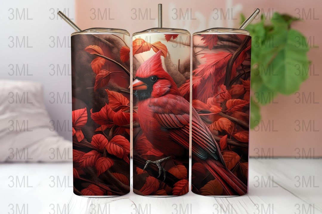 Red Cardinal Sublimation Tumbler Design Downloads 20 Oz Skinny Tumbler ...