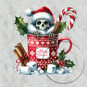 Skeleton in Hot Cocoa PNG | Spooky Christmas T Shirt Design | Gothic ...