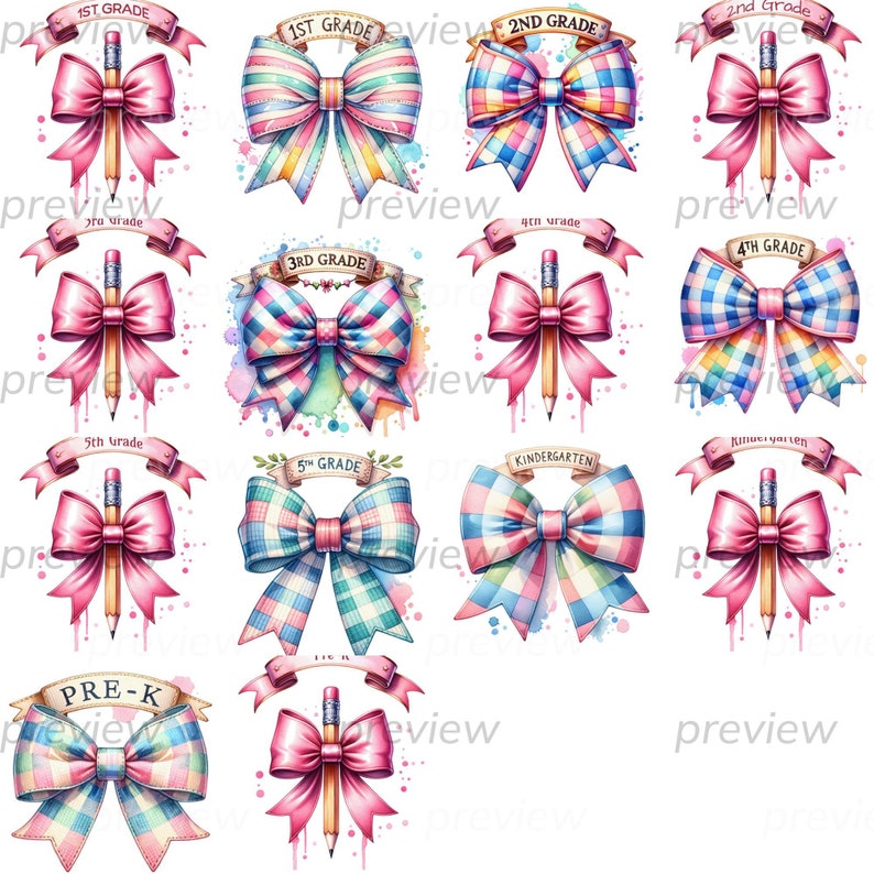 Ribbon Pencil Bundle Png, First Grade,ribbons & Bows Pencil T-shirt ...