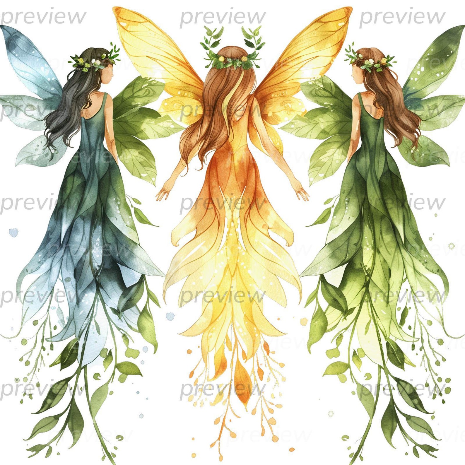 Watercolor Clipart Litha Set, Floral PNG Holiday Pagan, Wiccan Art ...