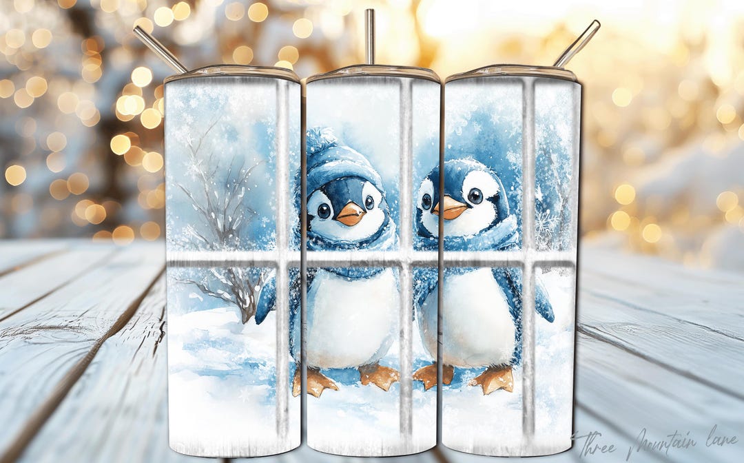 Penguin Tumbler Wrap, Holiday Winter Wrap, Animal Tumbler, Penguins Png ...