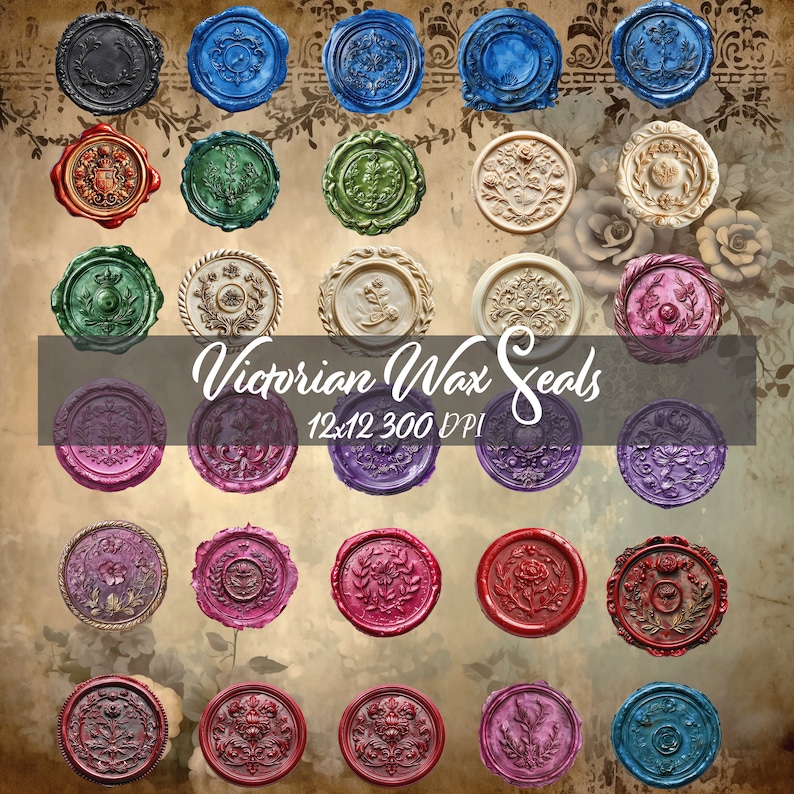 Victorian Wax Seals Watercolor Fantasy Collection Clipart, Wax Seal ...
