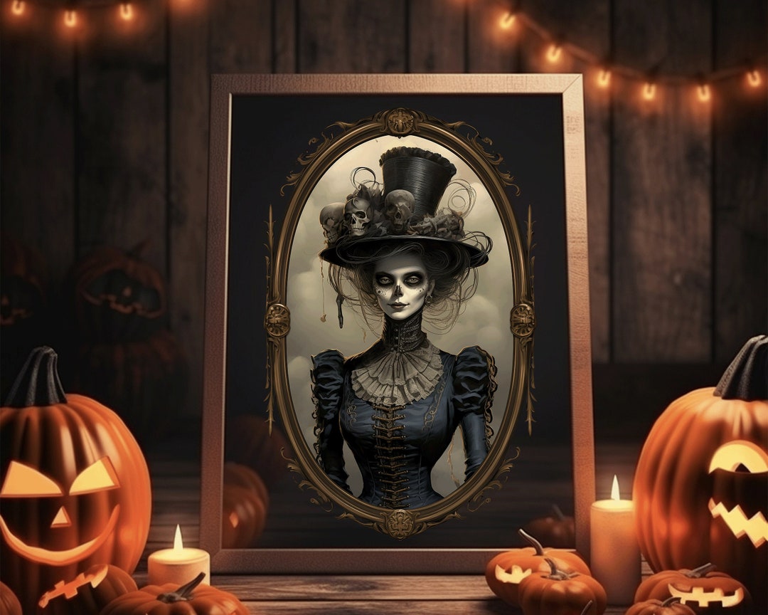 Spooky Halloween Digital Portrait Art Print Halloween Indoor - Etsy