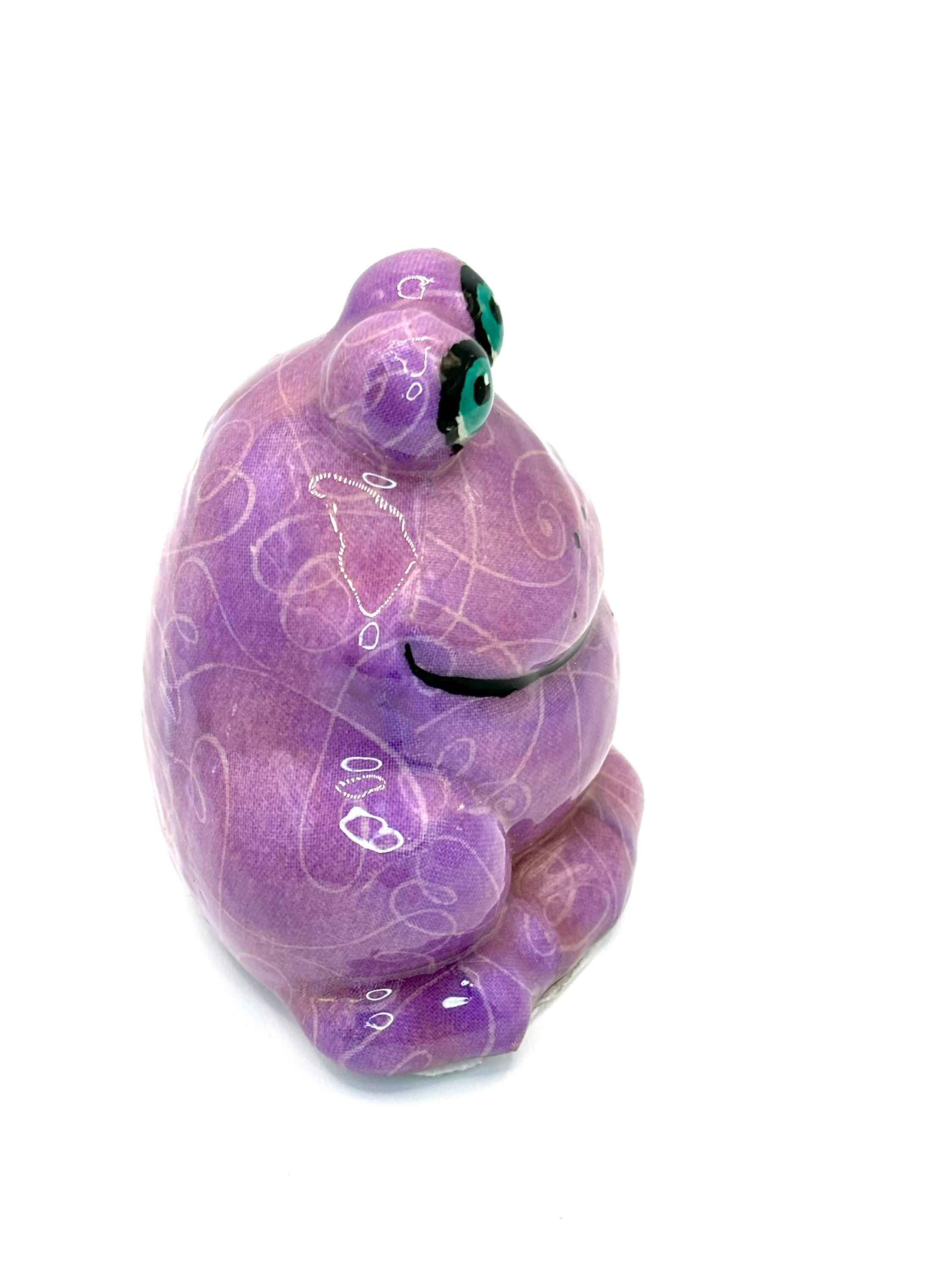 Funny Shaped Frog is Purple With Small Swirly White Lines. Big Green ...