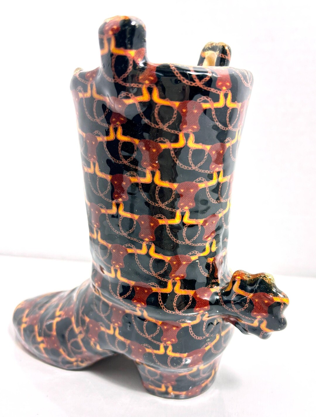 Cowboy Boot With Spur Covered With a Herd of Longhorn Cattle - Handmade ...