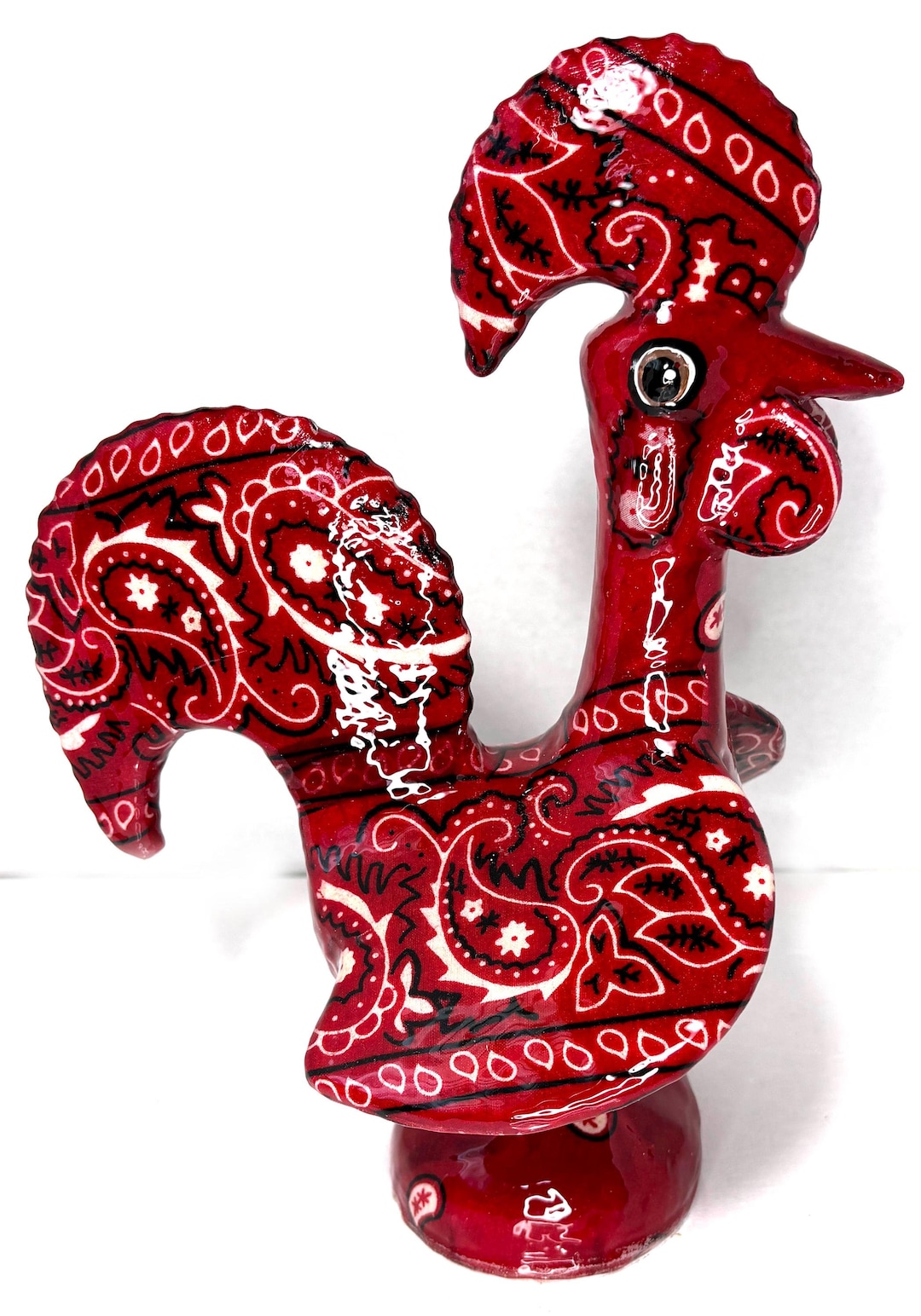 Red Rooster Aztec Design Covered in Country Print Scarf Handmade and ...