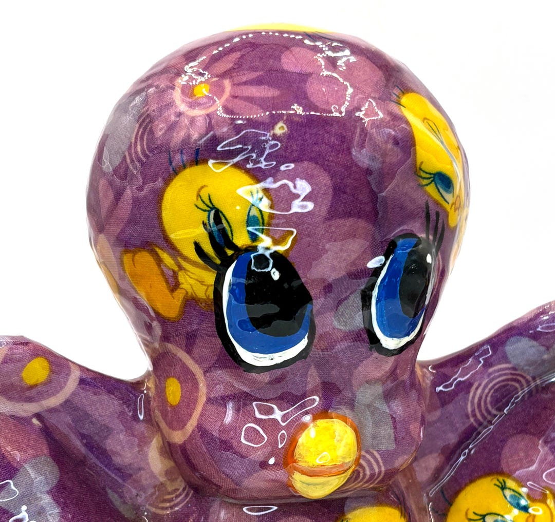 Famous Tweety Bird Ceramic Covered With Purple Tweety Fabric - Handmade ...