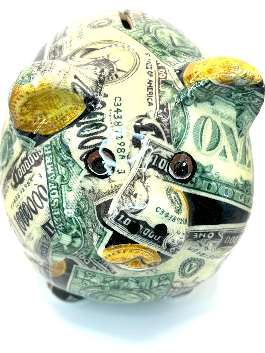 Huge Pig Piggy Bank Has Coins and Bills All Over! - Handmade and One of ...