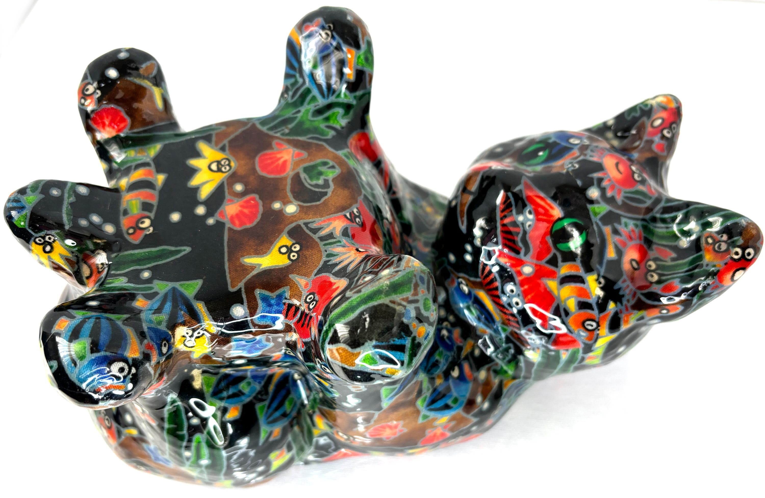 Fish Bowl Held up With the Paws of a Black Cat Covered With Fish Fabric ...