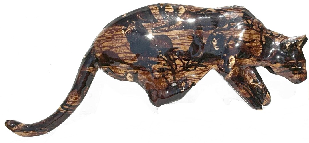 Large Cat Ready to Pounce From Your Wall is Covered With Lions Handmade ...