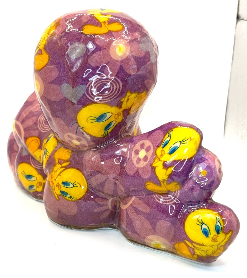 Famous Tweety Bird Ceramic Covered With Purple Tweety Fabric - Handmade ...