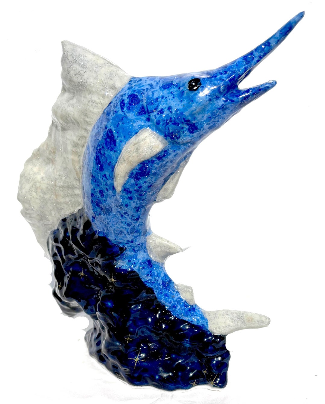 Spectacular Sailfish in Full Jump Out of the Blue Ocean Handmade and ...