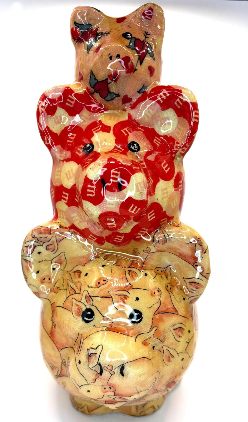 Stack of Pigs Makes the Perfect Piggy Bank All Pinks and Reds Hand Made ...