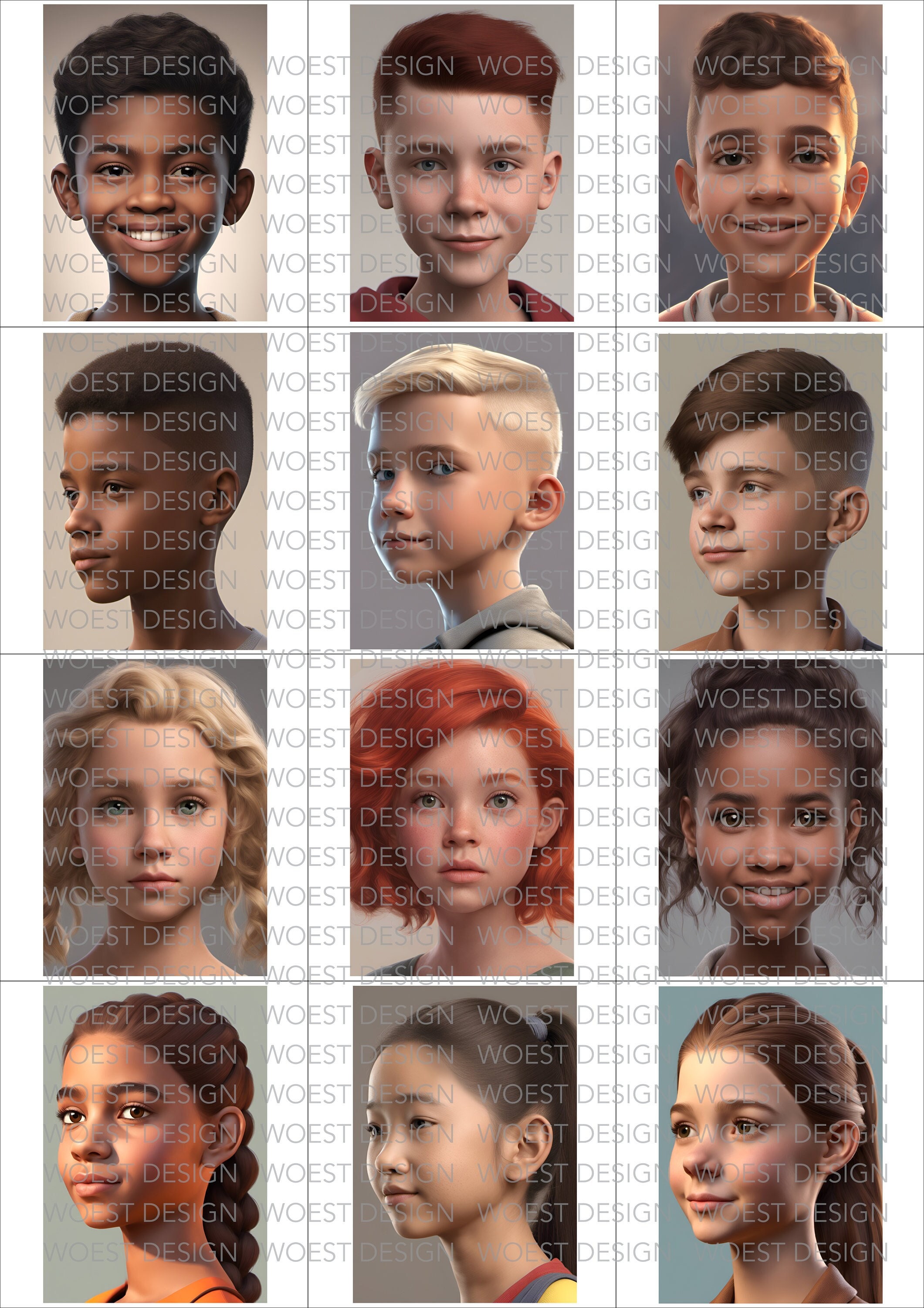 Blank Template Realistic Set 2A DIGITAL DOWNLOAD Face - Etsy