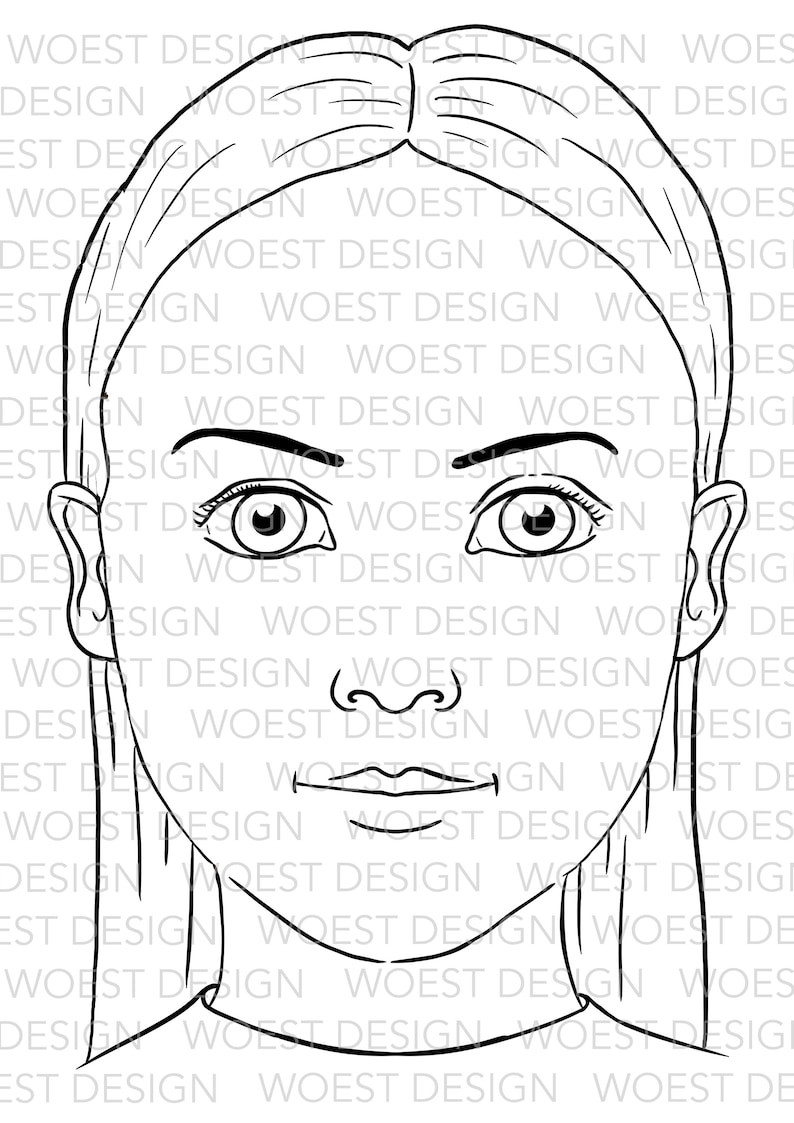 Blank Line Art Template Set A DIGITAL DOWNLOAD - Face Paint Design ...
