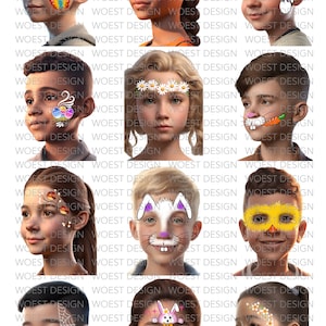 Easter Set Realistic Style DIGITAL DOWNLOAD - Face Paint Design Board ...