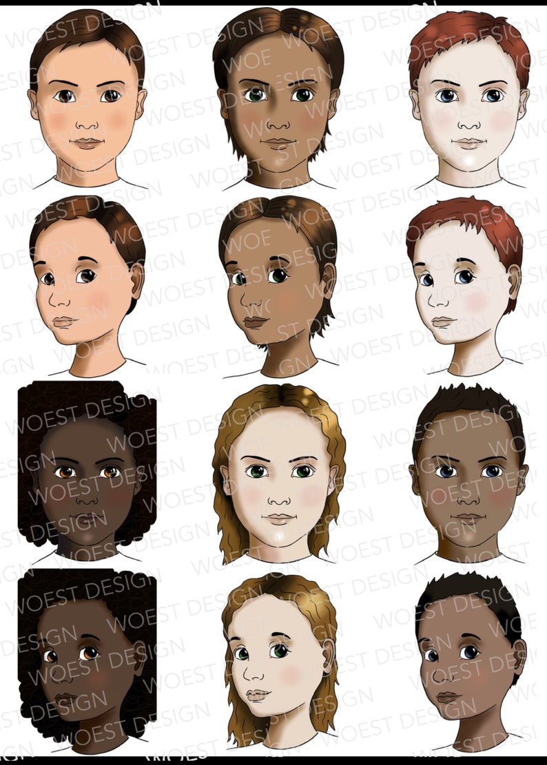 Blank Template Set B DIGITAL DOWNLOAD - Face Paint Design Board Face ...