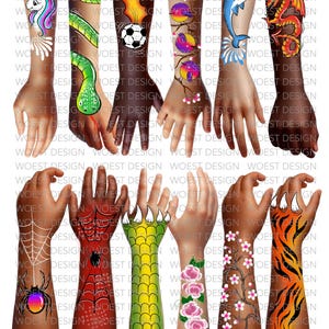 Face Paint Arm Set Realistic Style DIGITAL DOWNLOAD - Face Paint Design ...