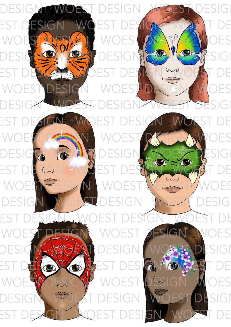 Mini Set A DIGITAL DOWNLOAD - Face Paint Board Menu Face Painting - Etsy