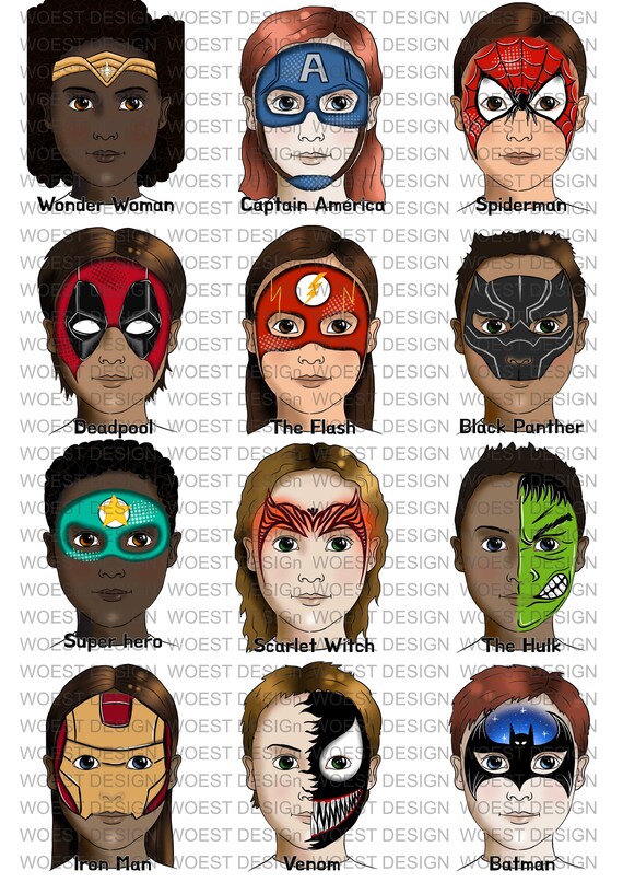 Superhero Face Paint Templates