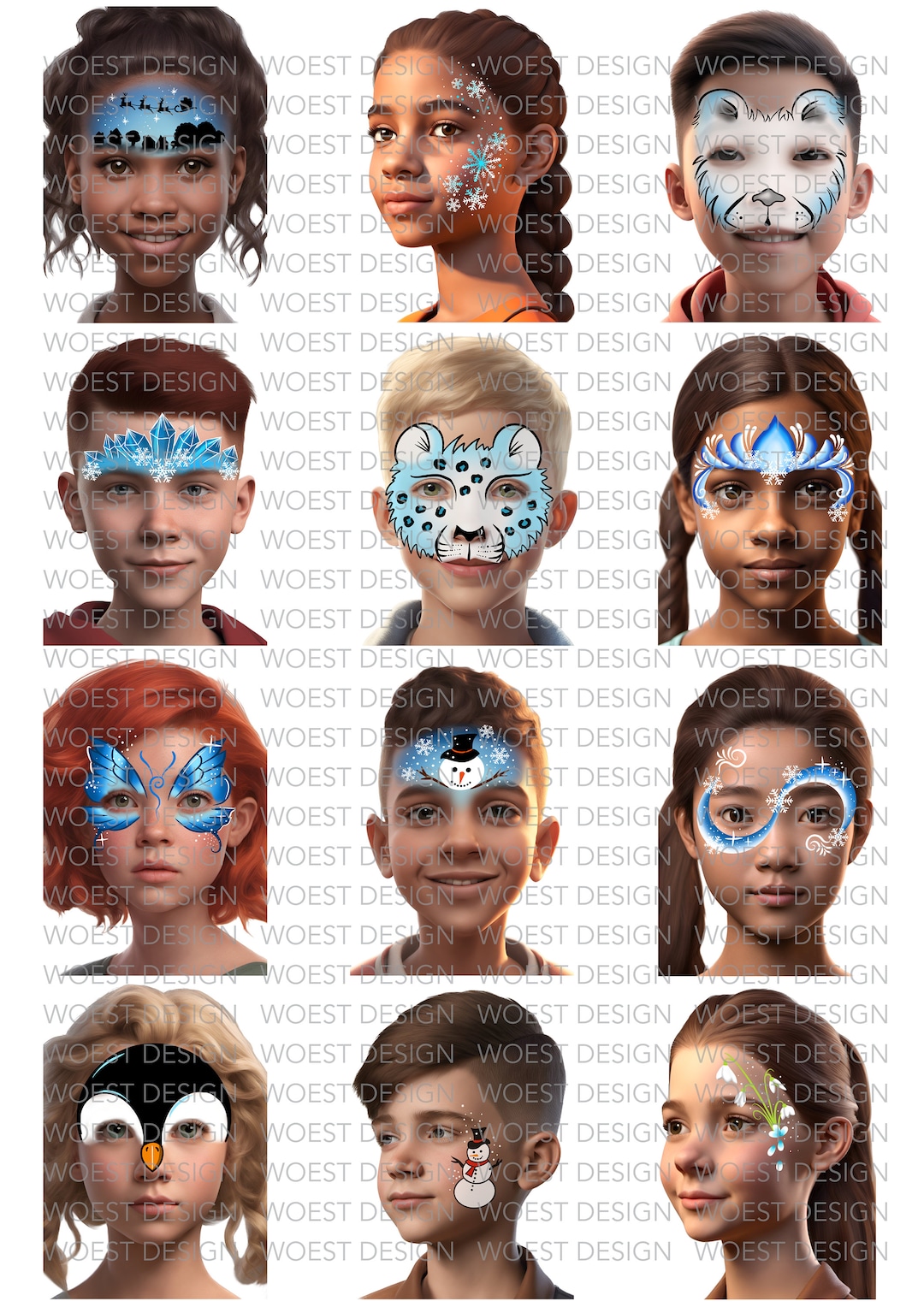 Winter Set Realistic Style DIGITAL DOWNLOAD Face Paint - Etsy