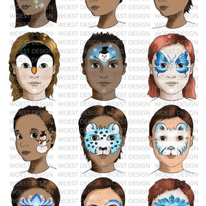 Winter Set DIGITAL DOWNLOAD - Face Paint Painting Design Board Template ...