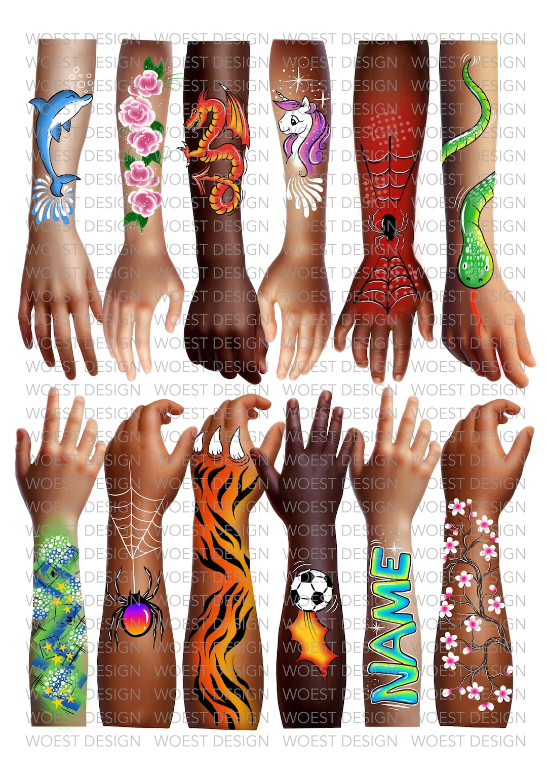 Arm Designs for Face Painting - DIGITAL DOWNLOAD - Face Paint Design ...