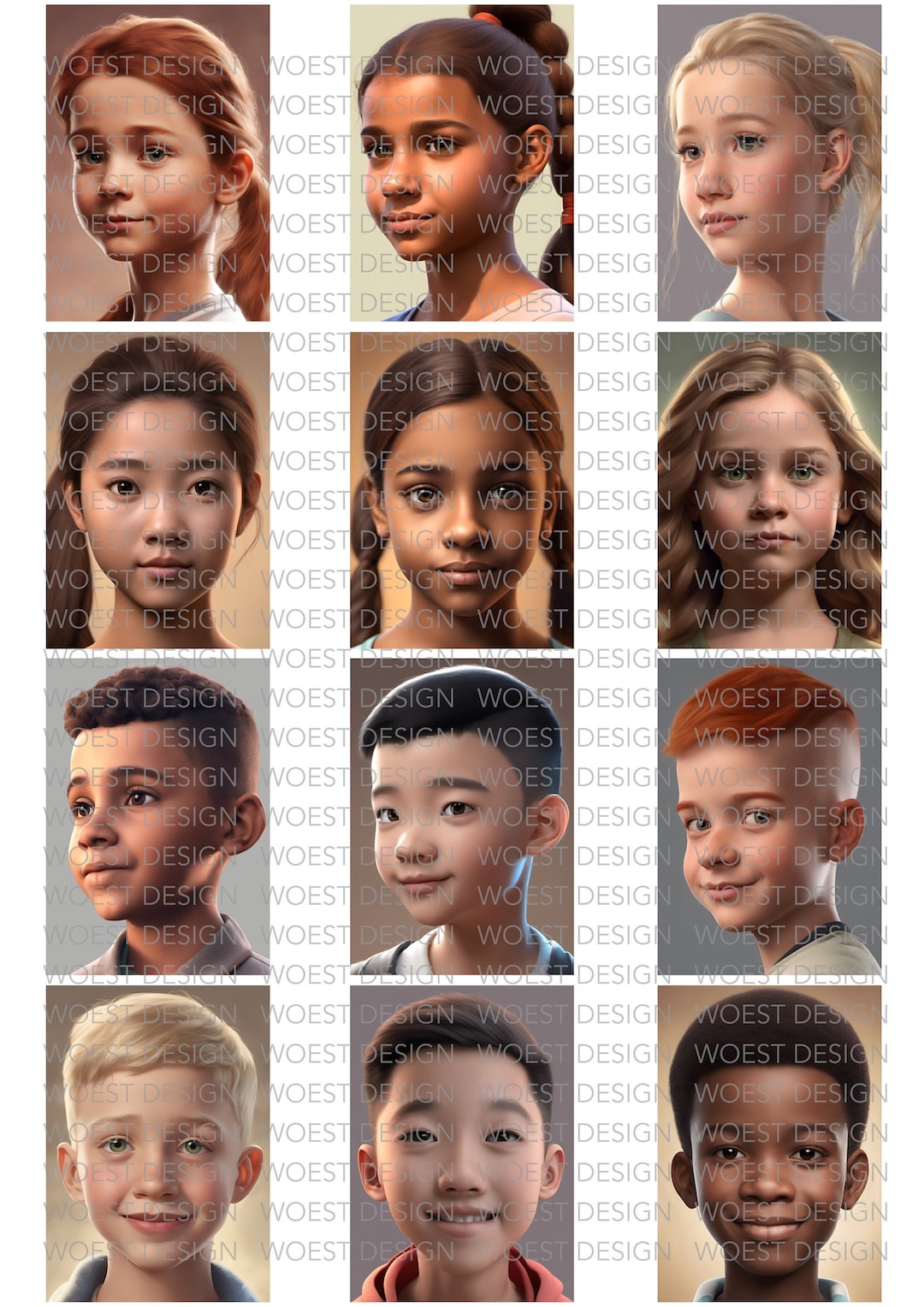 Realistic Style Blank Template Set 1A - DIGITAL DOWNLOAD - Face Paint ...