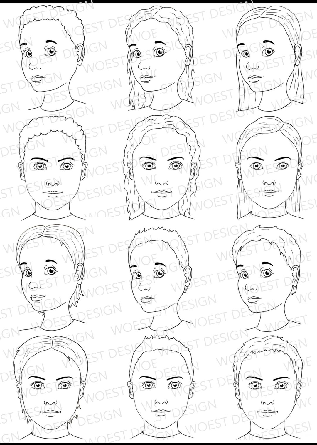 Blank Line Art Template Set B DIGITAL DOWNLOAD - Face Paint Design ...