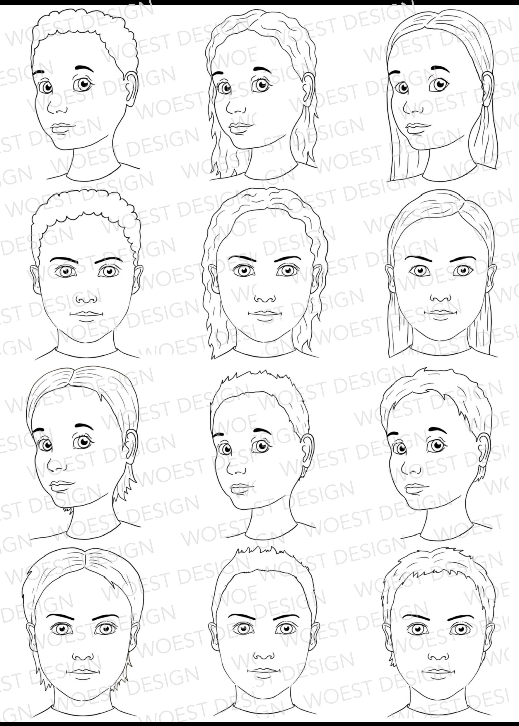 Blank Line Art Template Set B DIGITAL DOWNLOAD - Face Paint Design ...