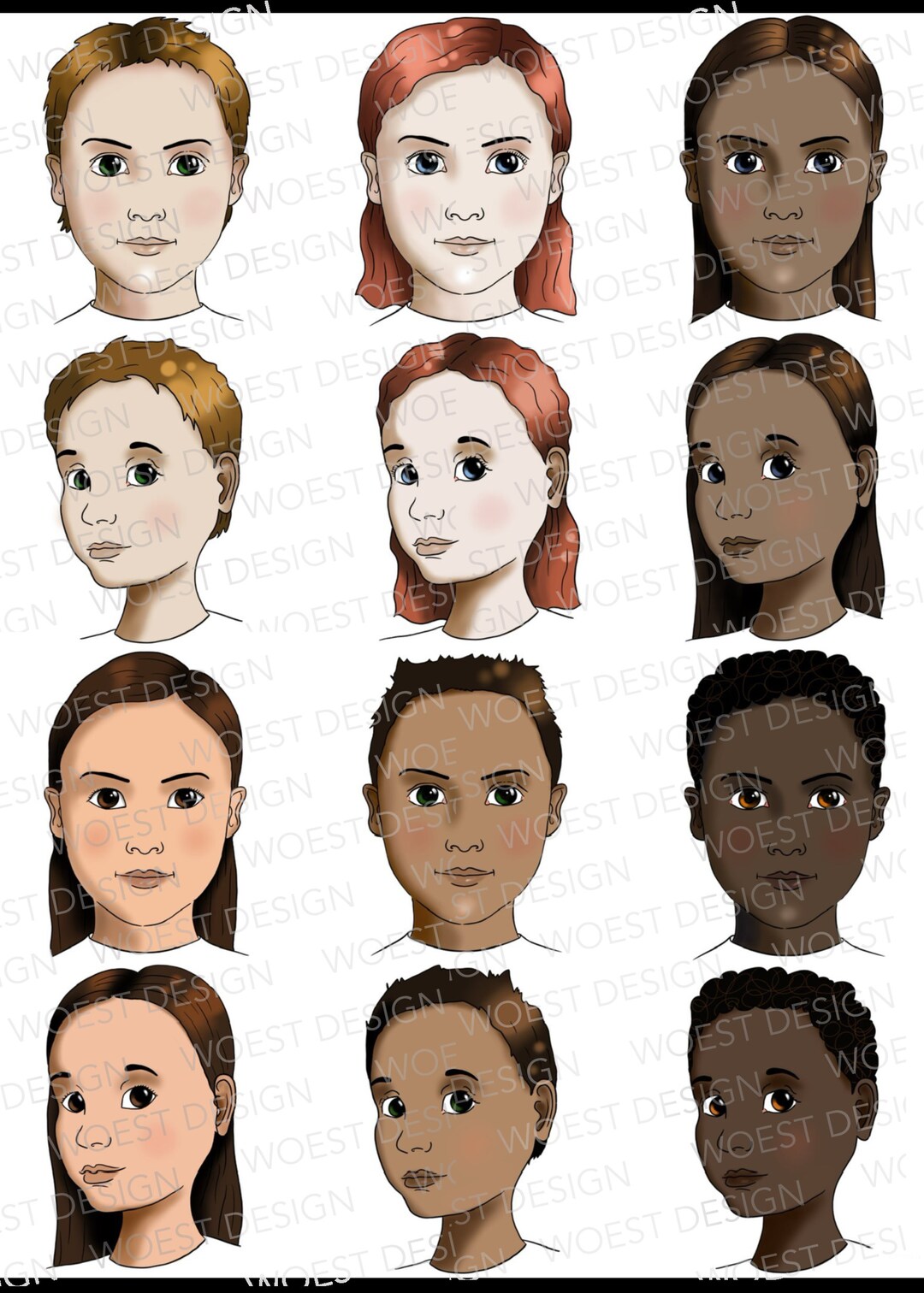 Blank Template Set A DIGITAL DOWNLOAD - Face Paint Design Board Face ...