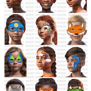 Basic Set A Realistic Style DIGITAL DOWNLOAD - Face Paint Design Board ...
