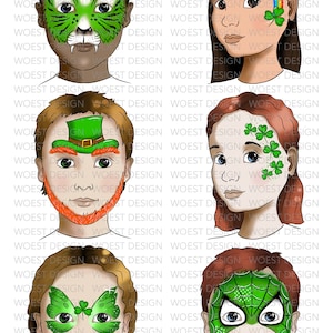 Saint Patrick's Day Set DIGITAL DOWNLOAD - Face Paint Design Board Face ...