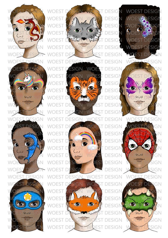 Simple Face Painting Examples Sheet Christmas Face Painting Design