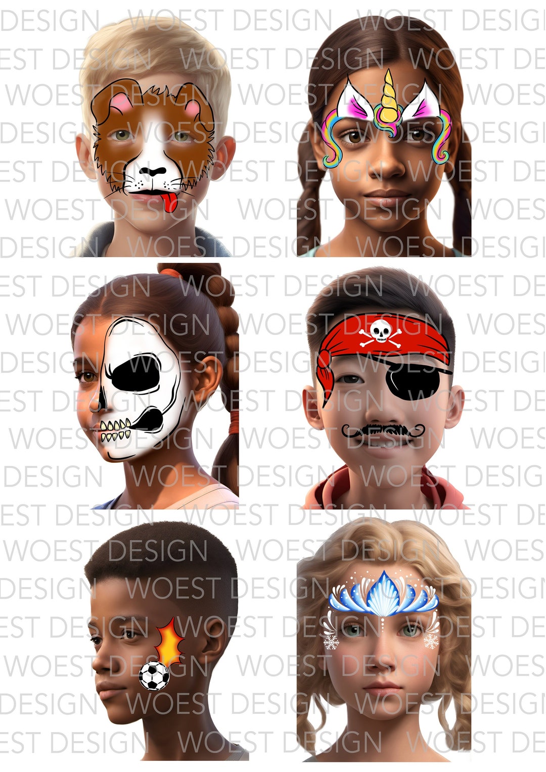 Mini Set B DIGITAL DOWNLOAD - Face Paint Design Board Face Painting ...