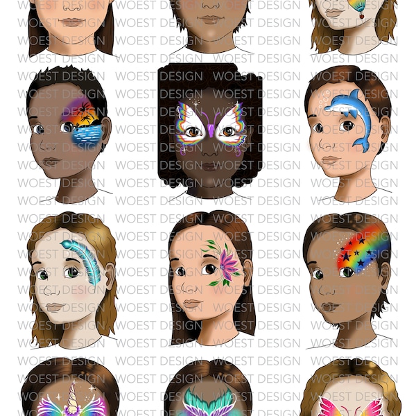 Crowns and Flowers Set DIGITAL DOWNLOAD Face Paint Design Board Face ...