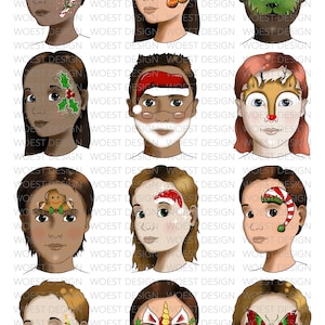 Christmas Set DIGITAL DOWNLOAD - Face Paint Painting Design Board ...