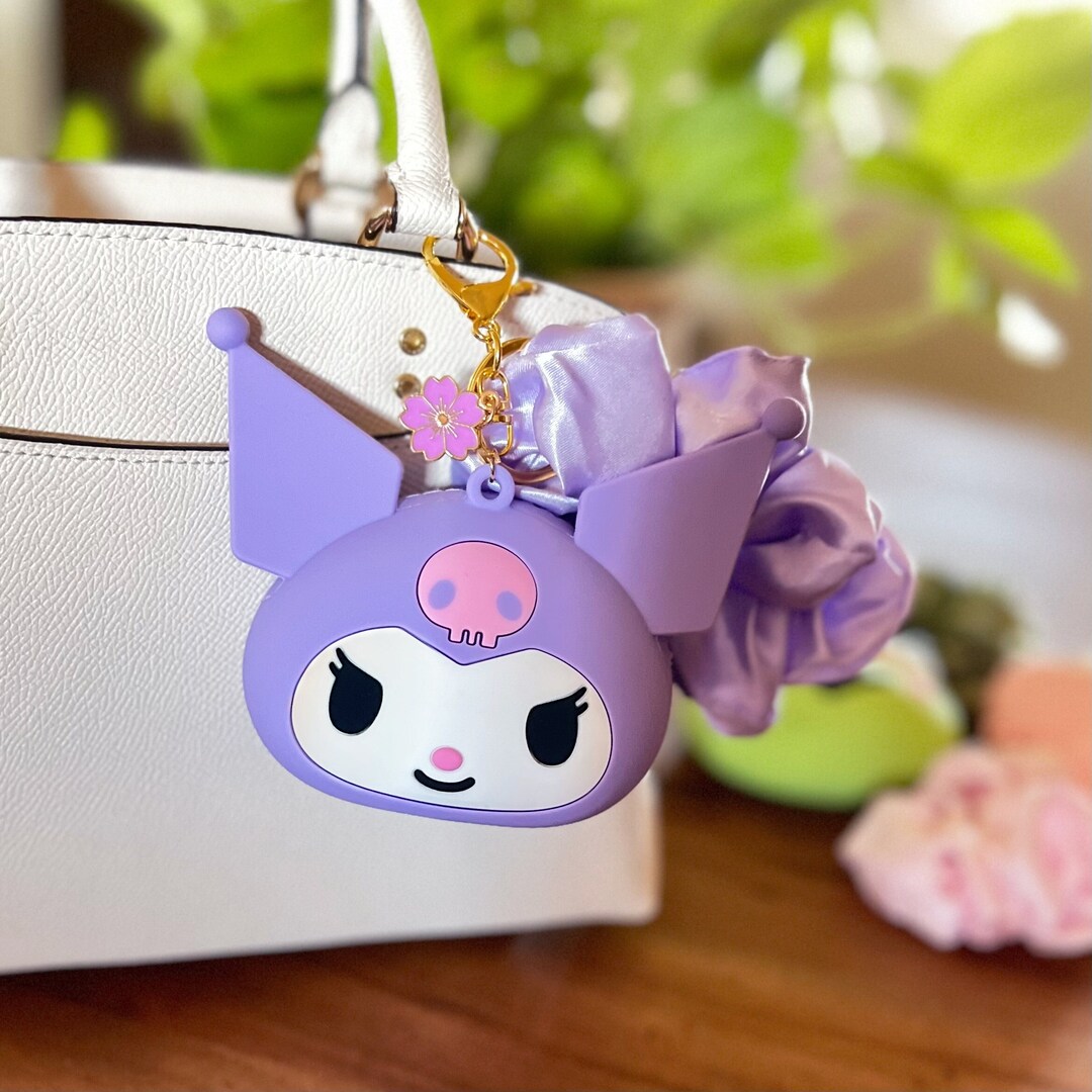 Cute Sanrio Purple Kuromi Coin Purse W/ Gold Keychain, Scrunchy ...