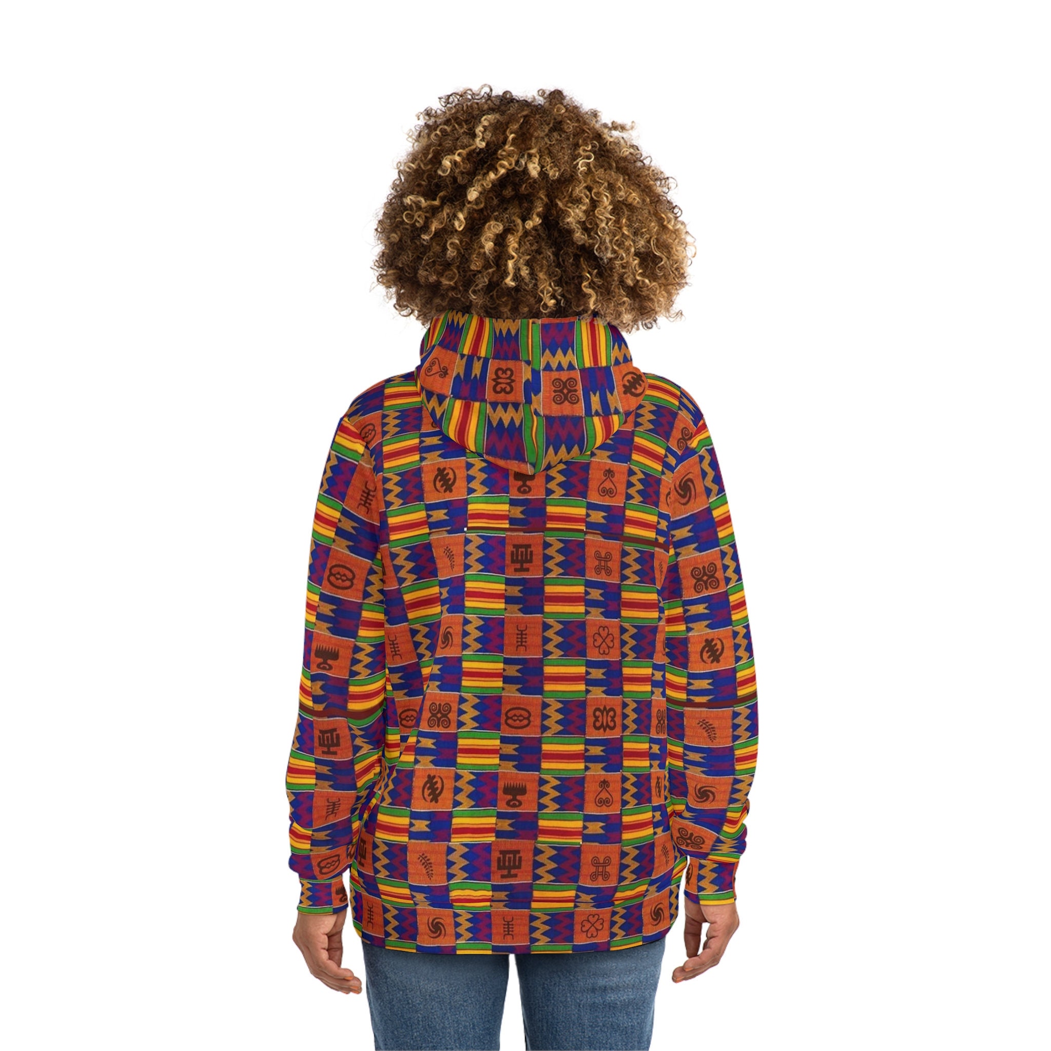 African Print Hoodie, Adinkra Inspired, Unique African Design, Ethnic ...