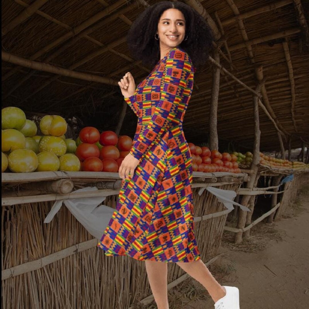 Adinkra Ankara Dress for Africa Party, Afrocentric Fashion, African ...