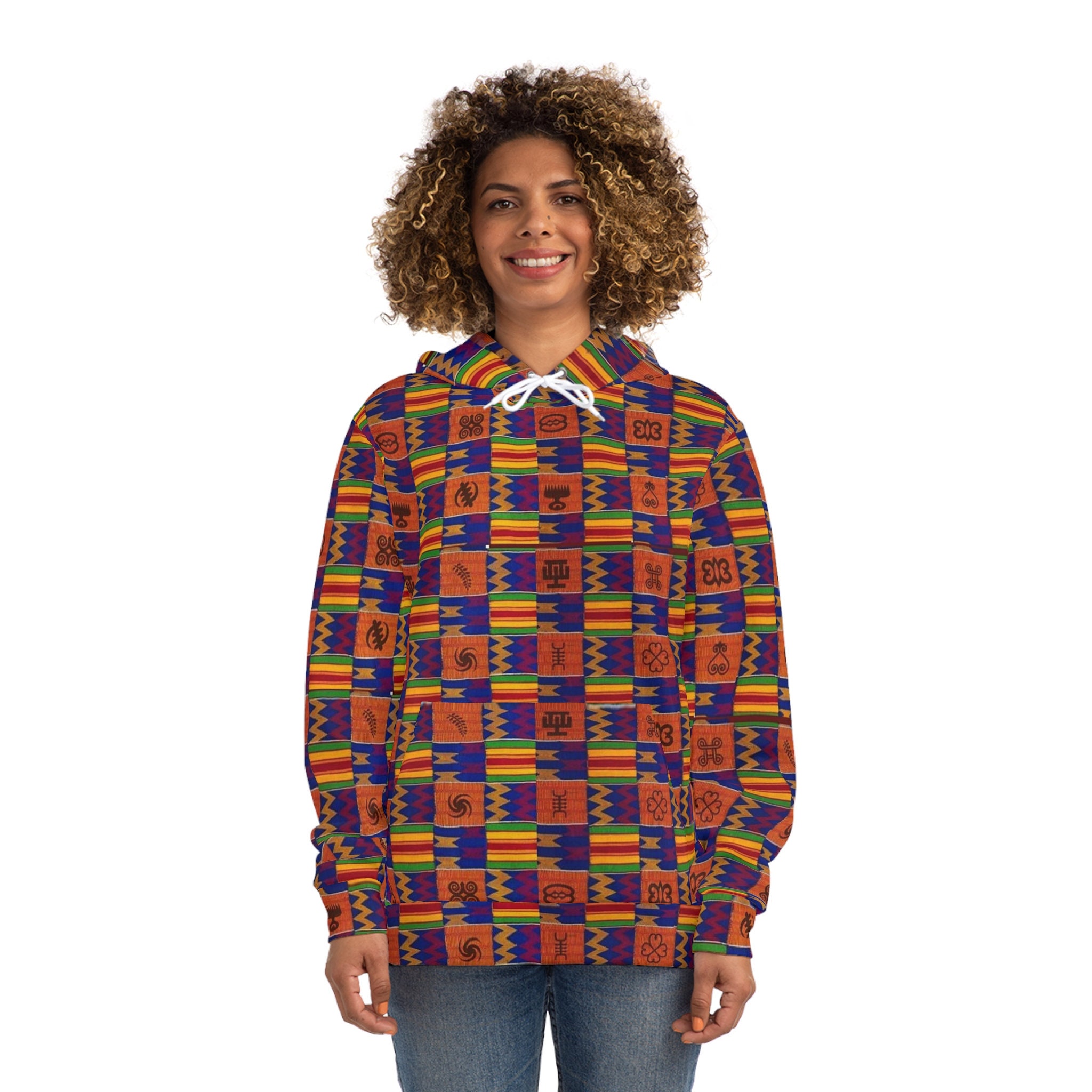 African Print Hoodie, Adinkra Inspired, Unique African Design, Ethnic ...