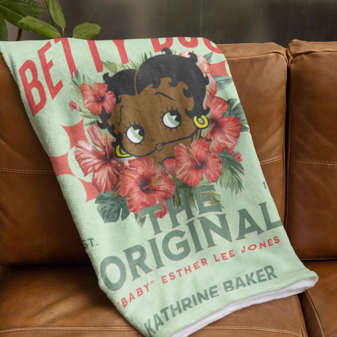 Black Betty Boop Personalized Floral Hibiscus Throw, Blanket,retro ...