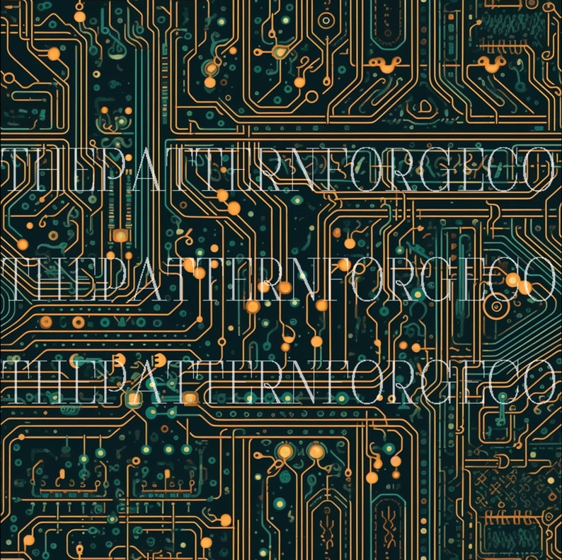 Aesthetic Circuit Board Digital Pattern Seamless Pattern Instant ...