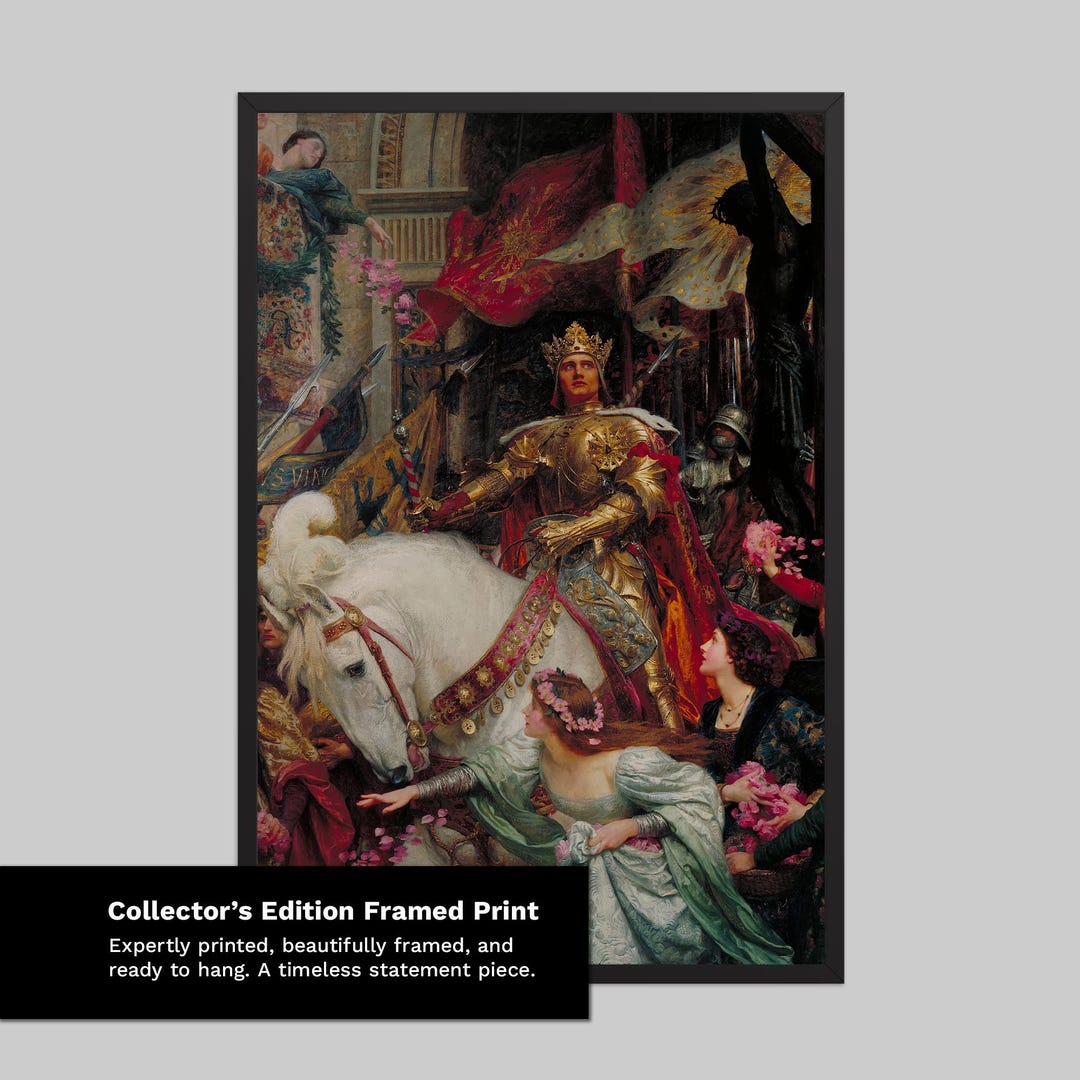 The Two Crowns by Frank Dicksee – Museum Framed Romantic Knight Art ...